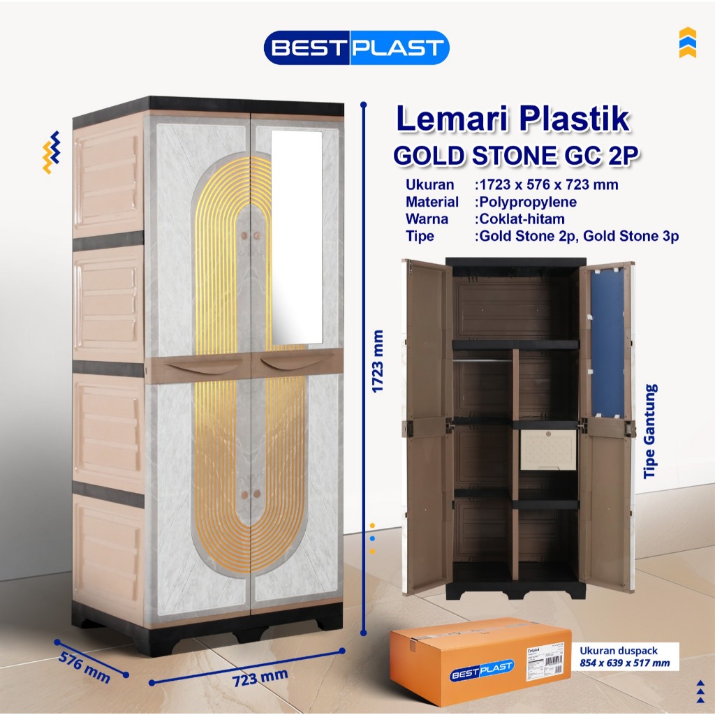 Jual Bestplast BMC GOLD 2P GC Stone / Lemari Plastik 2 Pintu / Lemari ...