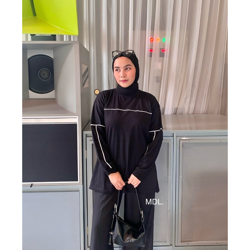 Jual KAOS POLOS OVERSIZED BASIC TOP SPORTY LIST LONG SLEEVE LENGAN ...