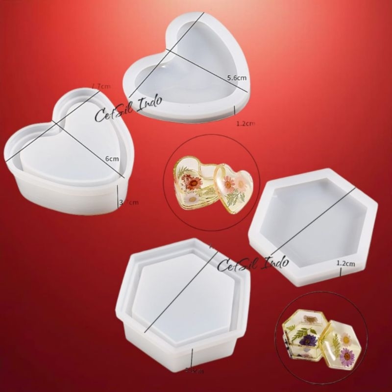 Jual CETAKAN SILIKON RESIN EPOXY BENTUK HEXAGONAL & LOVE STORAGE ...