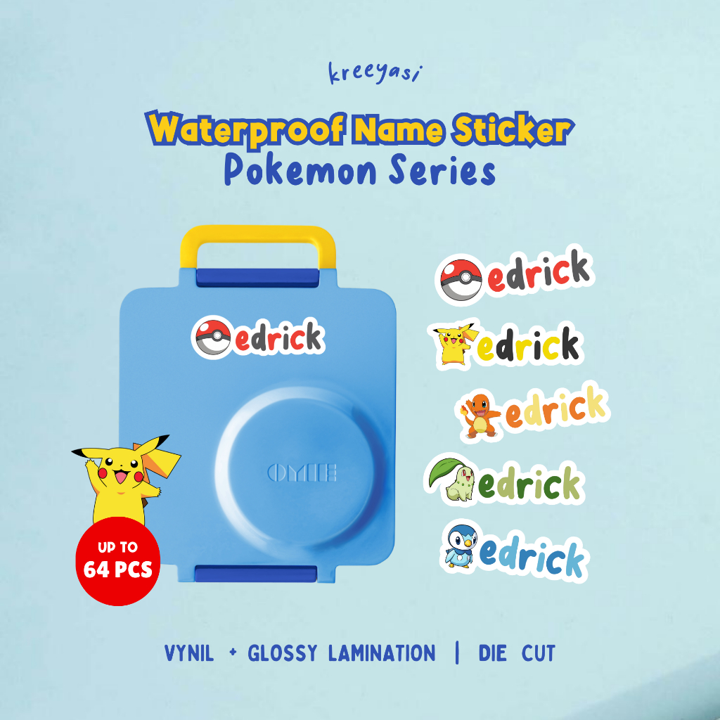 Jual POKEMON Stiker Nama Waterproof - Kreeyasi x Stikoo | Shopee Indonesia