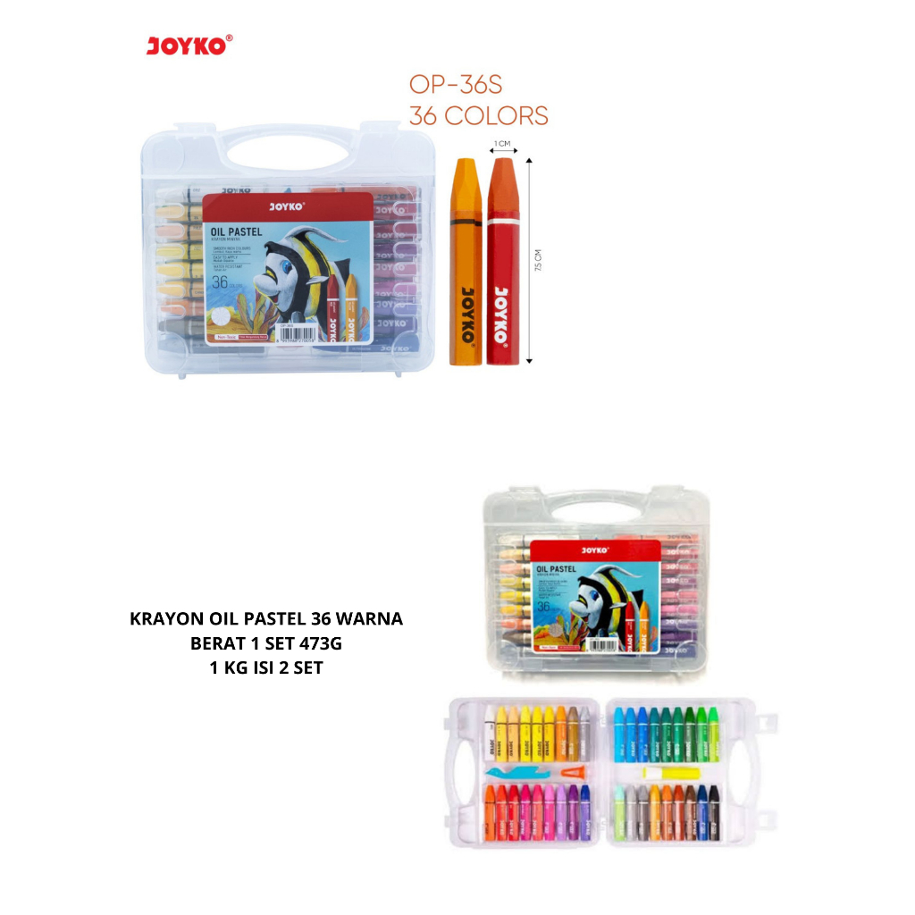 Jual CRAYON JOYKO OP-36s / KRAYON MINYAK ISI 36 WARNA / OIL PASTEL OP ...