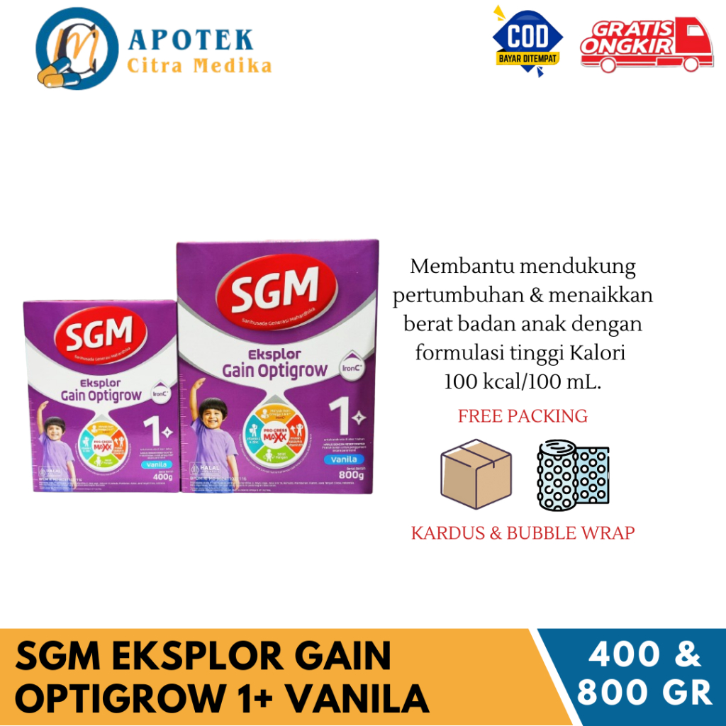 Jual SGM EKSPLOR GAIN OPTIGROW VANILA 1+ 𝟒𝟎𝟎𝐆𝐑 & 𝟖𝟎𝟎𝐆𝐑 - Menambah Berat ...