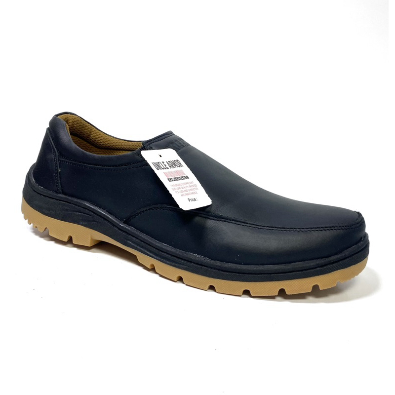 Jual UNCLE ARMOR Sepatu Casual Slip On Pria Bahan Kulit Sapi Hitam UA ...
