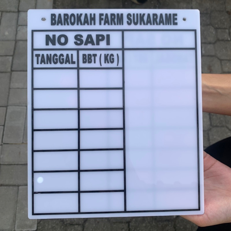 Jual Papan Monitoring Bobot Sapi Akrilik Custom | Shopee Indonesia