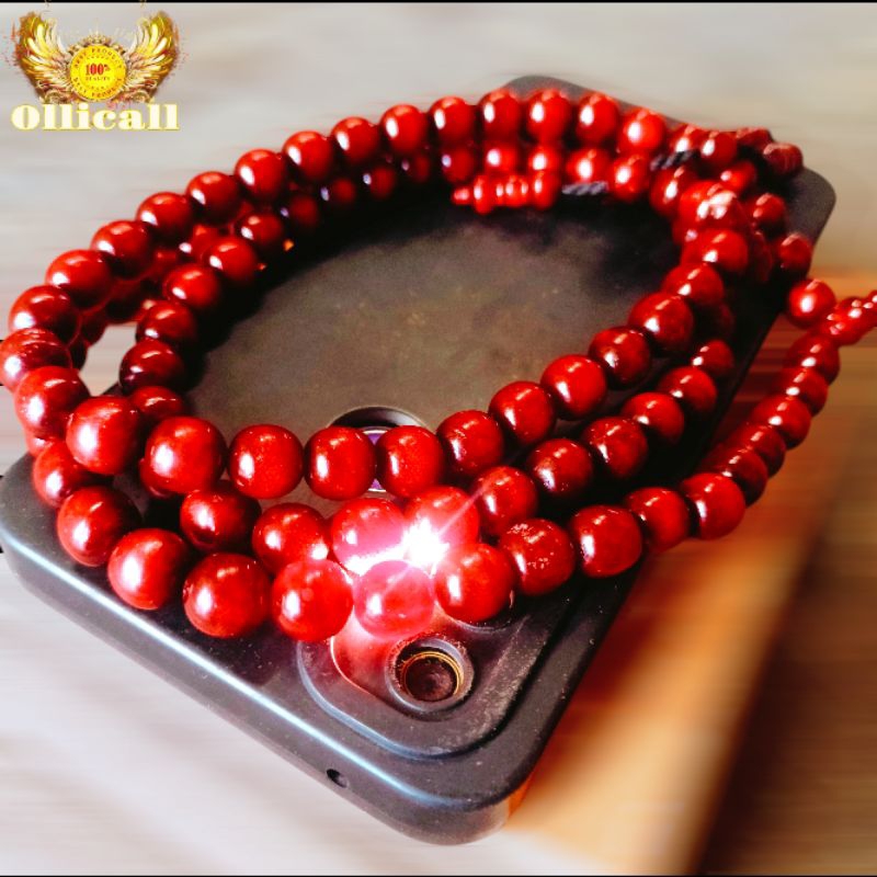 Jual tasbih yuser akar Bahar/tali arus merah tembus cahaya 8 mm super ...
