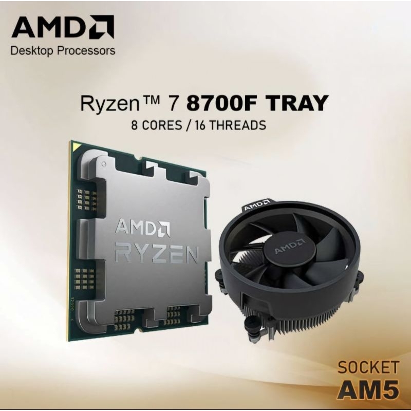 Jual AMD Ryzen 7 8700F Tray + Fan AM5 ZEN4 8 Cores 16 Threads | Shopee Indonesia