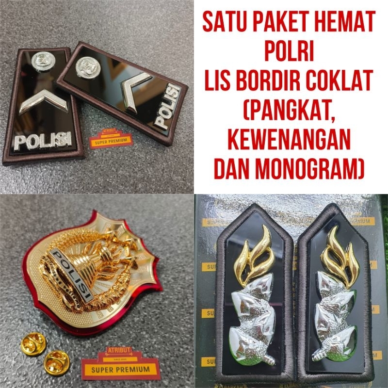 Jual SATU PAKET HEMAT PANGKAT POLISI LIS BORDIR AKRILIK 3 IN 1 (PANGKAT ...