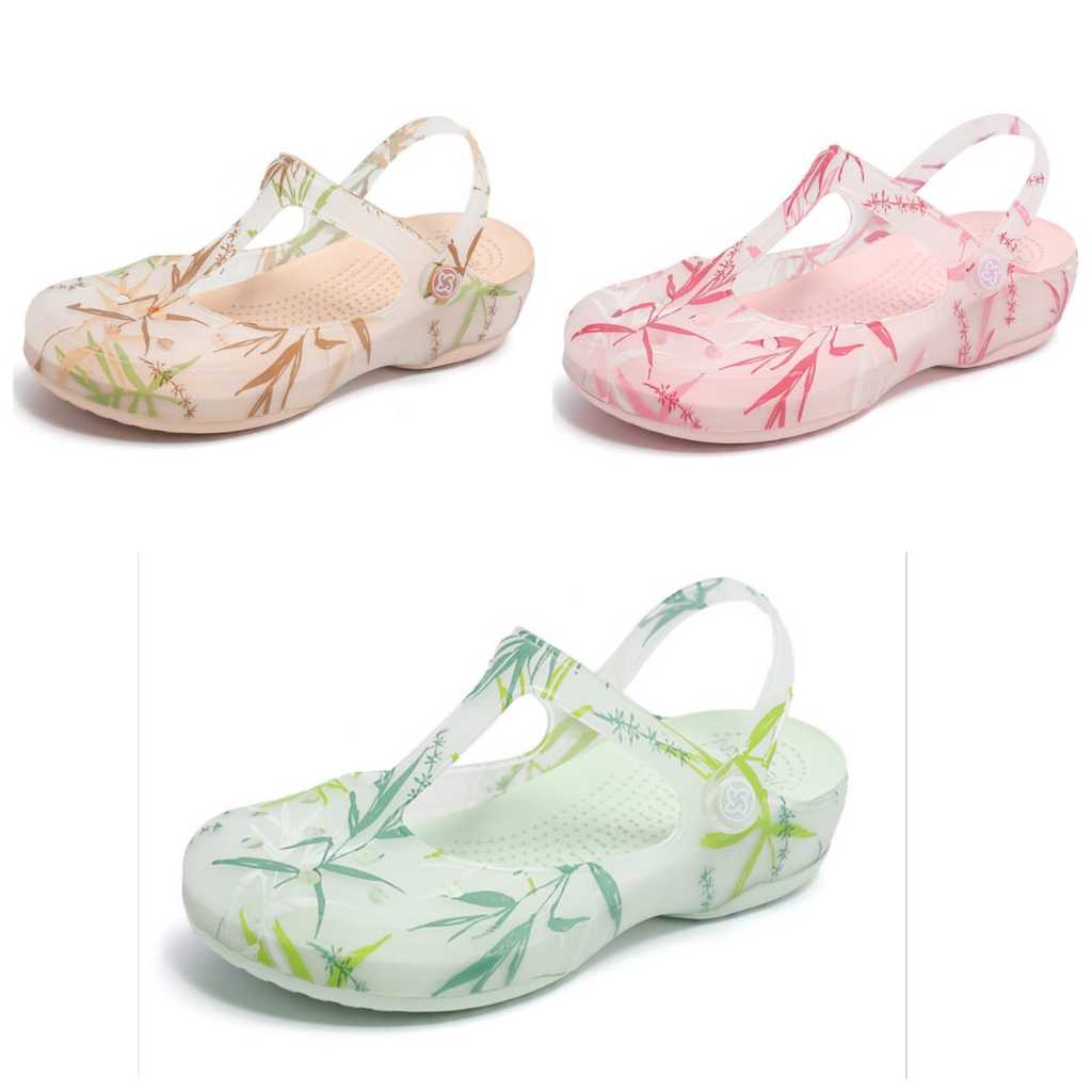 Jual Sandal Wanita Crocs Maryjane Motif Daun Bambu | Shopee Indonesia