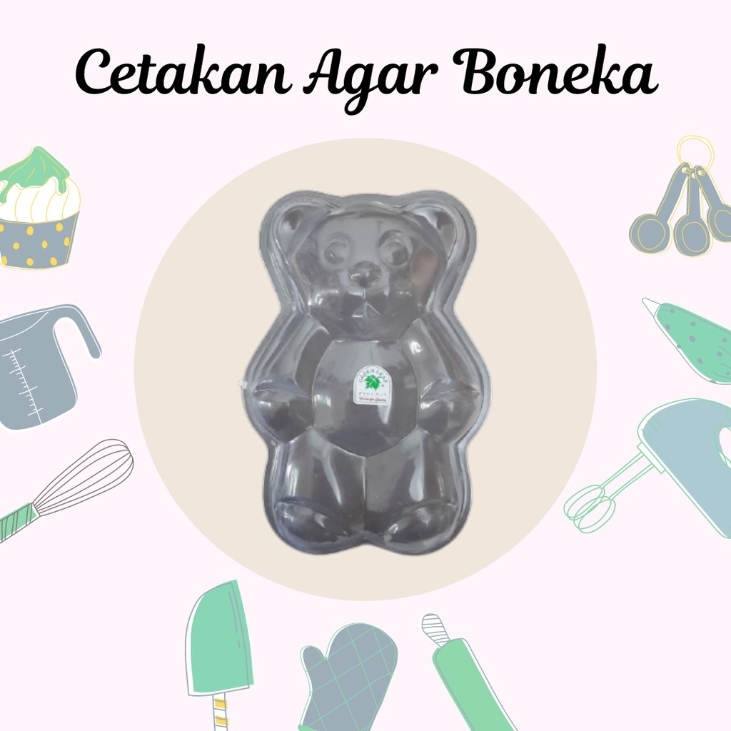 Jual CETAKAN / LOYANG PLASTIK AGAR AGAR TEDDY BEAR 0962 GREEN LEAF ...
