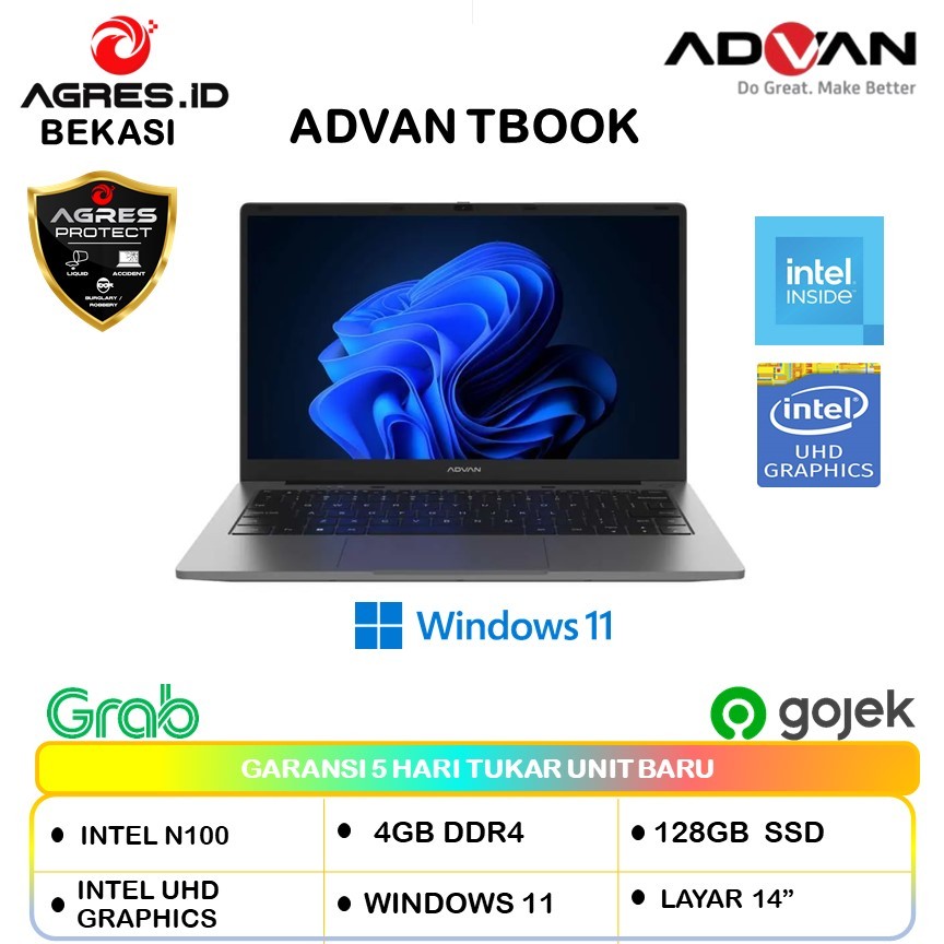 Jual Laptop ADVAN TBOOK Intel N100 4GB 128GBSSD 14" +Win11 Garansi ...
