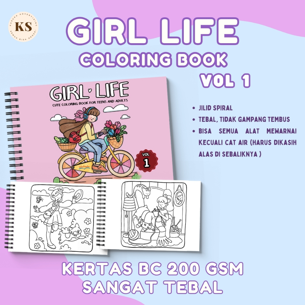 Jual Coloring Book For Kids And Adults GIRLS LIFE VOL 1 Buku Mewarnai ...