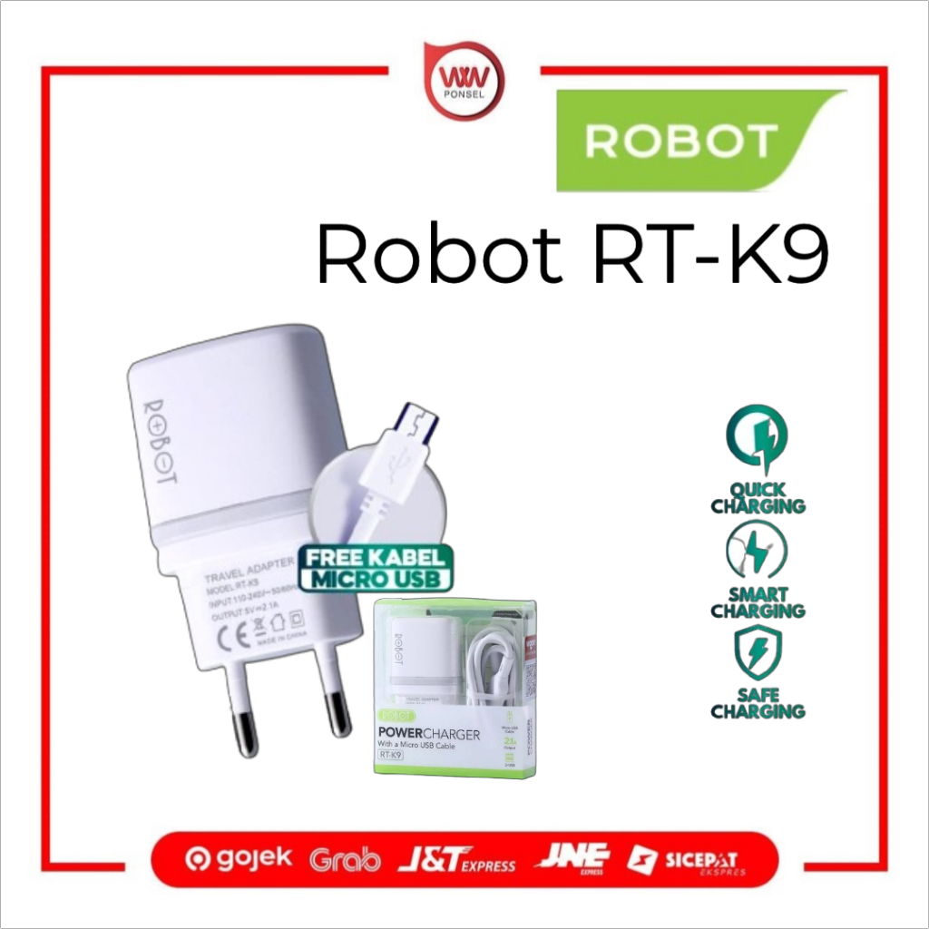 Jual ROBOT RT-K9 12W Dual Port With 1M Micro Data Cable Multiple Smart ...