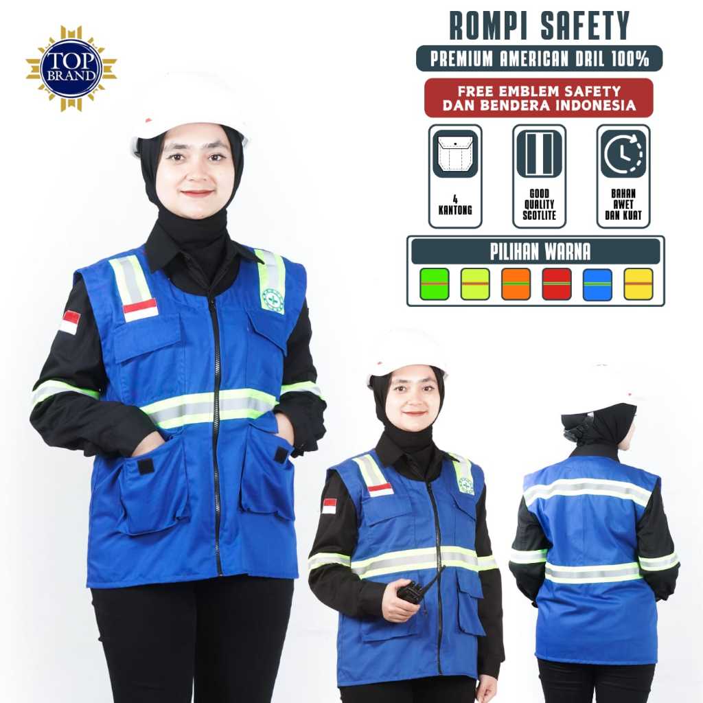 Jual ROMPI SAFETY VEST/ROMPI PROYEK/ROMPI SAFETY/BAHAN DRILL WARNA BIRU ...