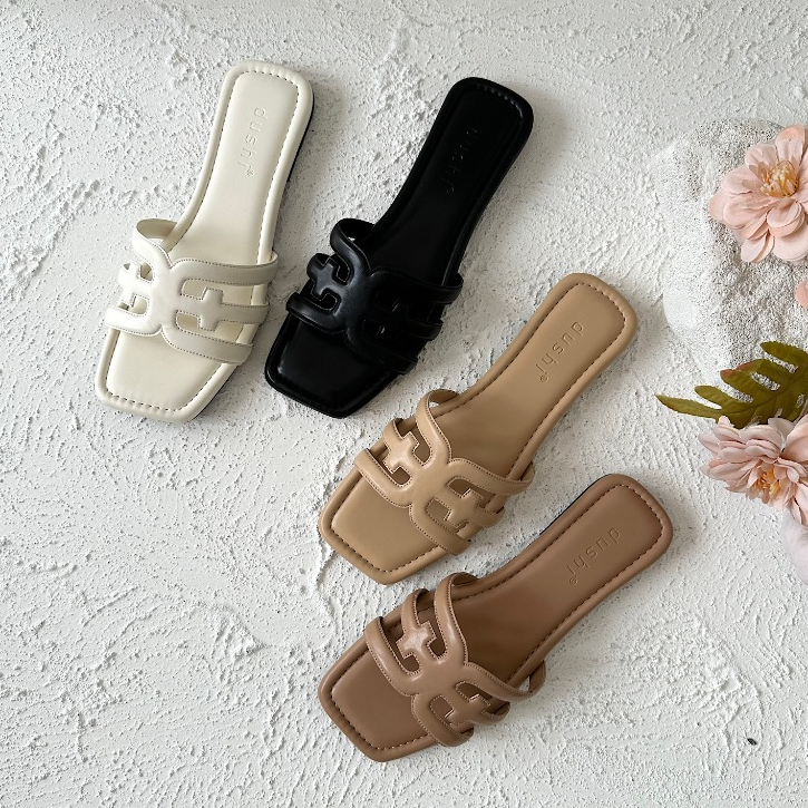 Jual DUSHI Yale Sandal - Sendal Slop Teplek Wanita Kekinian | Shopee ...