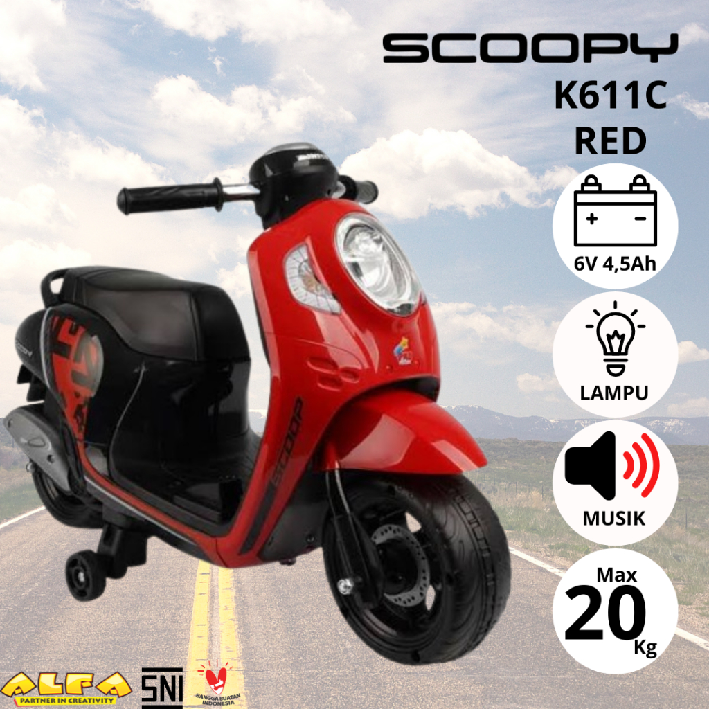 Jual Toko Mainan ALFA Motor Aki MINI Honda Scoopy PMB K611C (RED ...