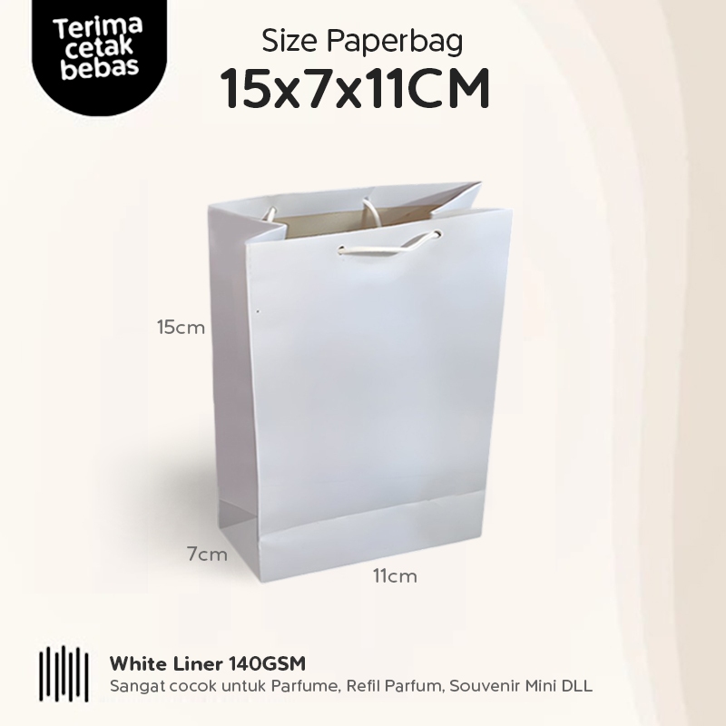 Jual (LINER)Paper Bag Putih Mini 15x7x11 CM, Paperbag Polos Packing ...