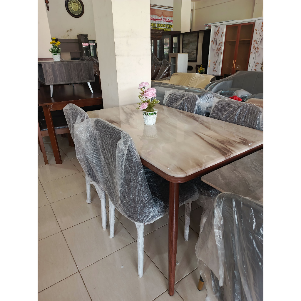 Jual Set Meja makan marmer import 6Kursi/Meja makan minimalis/Meja ...