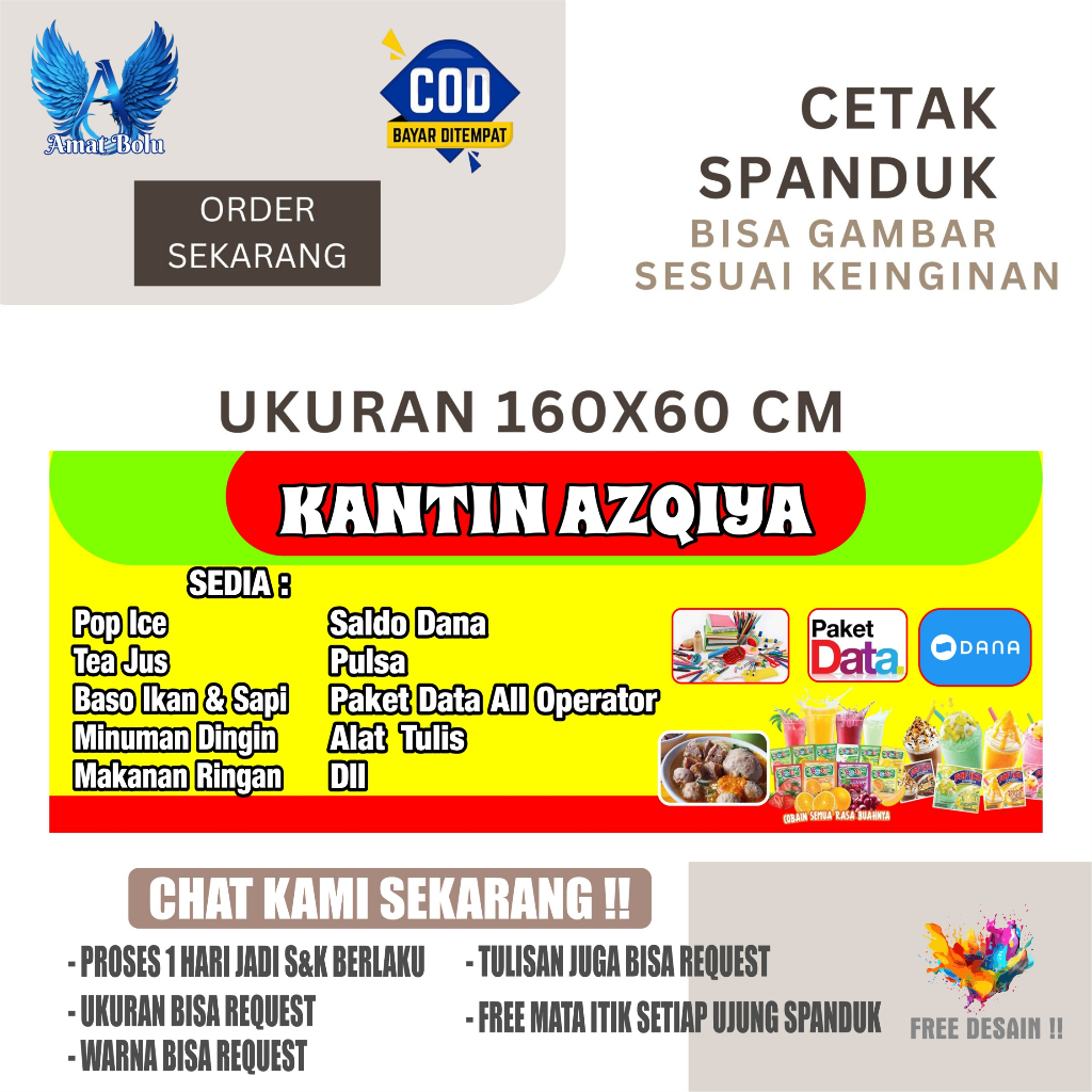Jual Cetak Spanduk Banner KANTIN AZKIYA Costom Desain | Shopee Indonesia