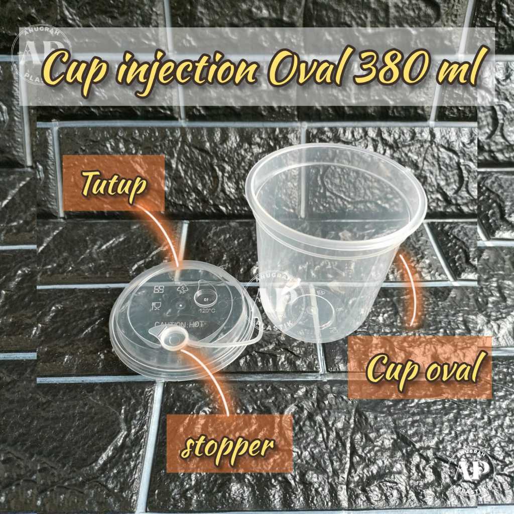Jual CUP INJECTION OVAL 380ml / Gelas plastik transparan/ Thinwall Cup ...