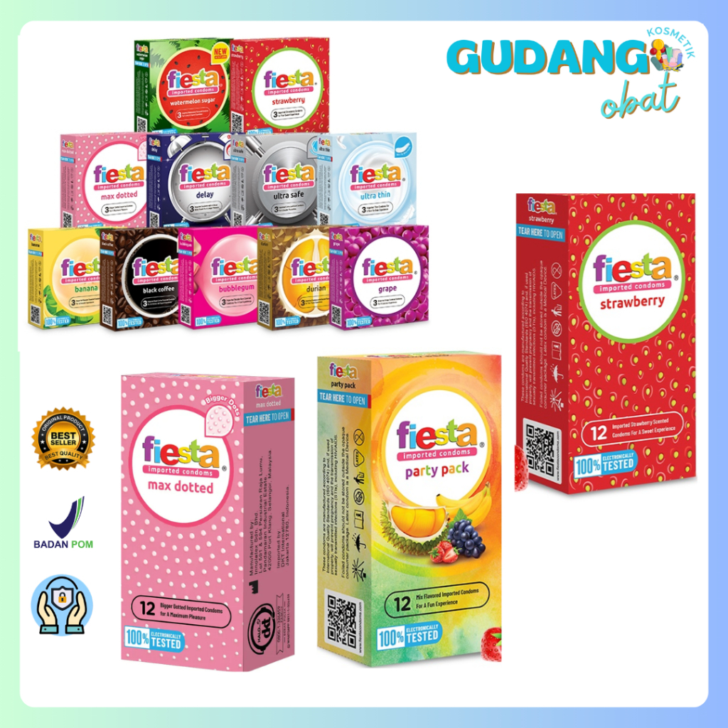 Jual Kondom Fiesta Delay Bubble Gum Grape Strawberry Max Dotted Ultra ...