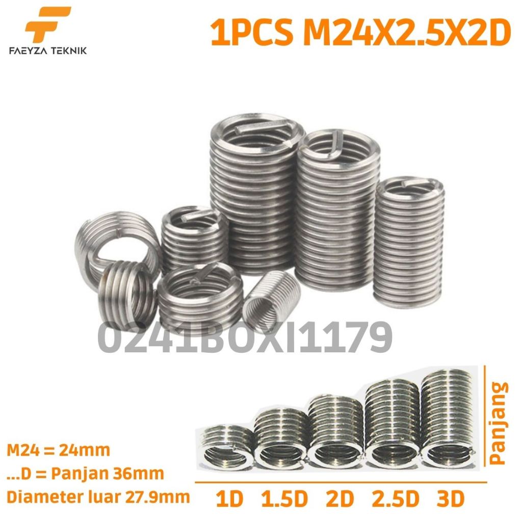 Jual Recoil Helicoil M24 x 2.5 2D Alat Reparasi Drat Baut 24mm Rusak Slek Dol | Shopee Indonesia