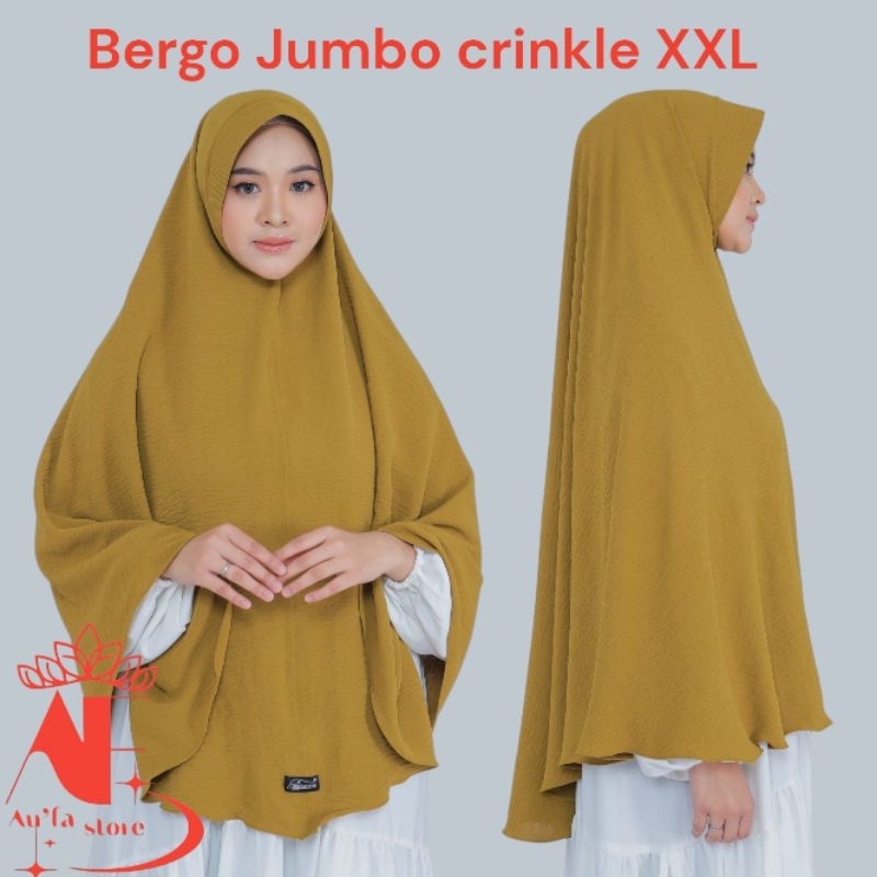 Jual bergo crinkle jumbo instan ped polos tanpa tali sixe XXL hijab jumbo bahan crinkle airflow ...