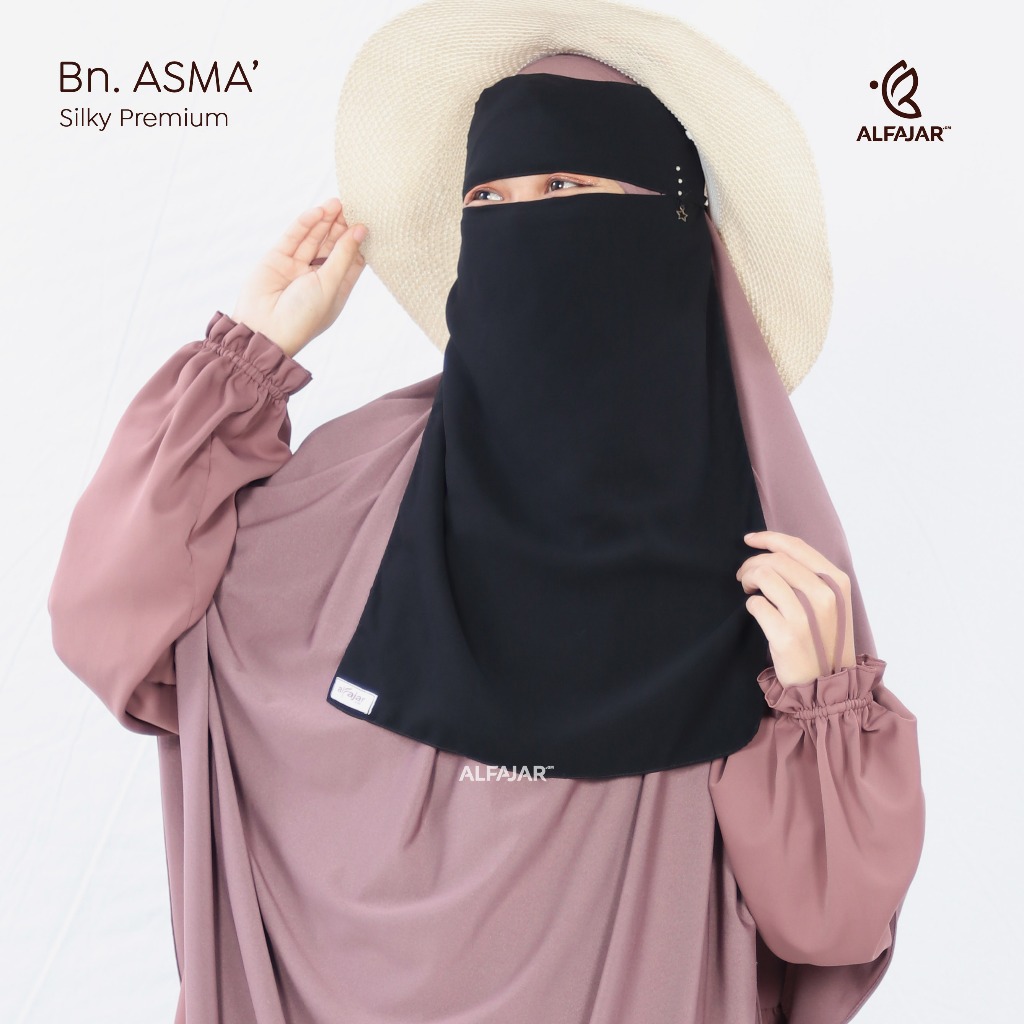 Jual Alfajar - Niqab Cadar Bandana ASMA Bahan Sifon Silky Jetblack Dua ...