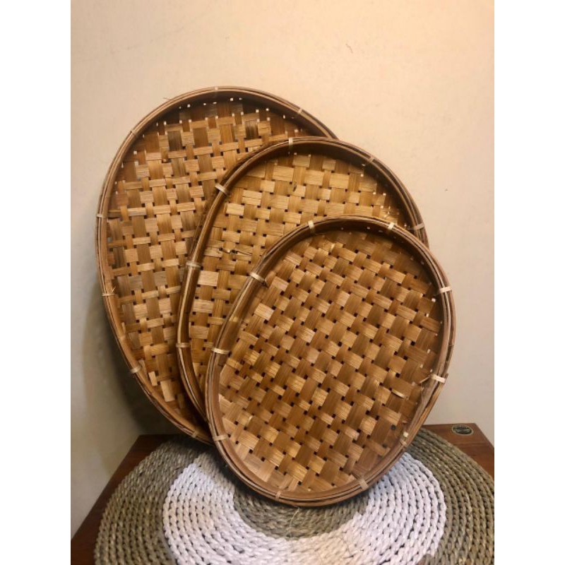 Jual piring bambu oval/ tempat lalap/nampan / anyaman | Shopee Indonesia