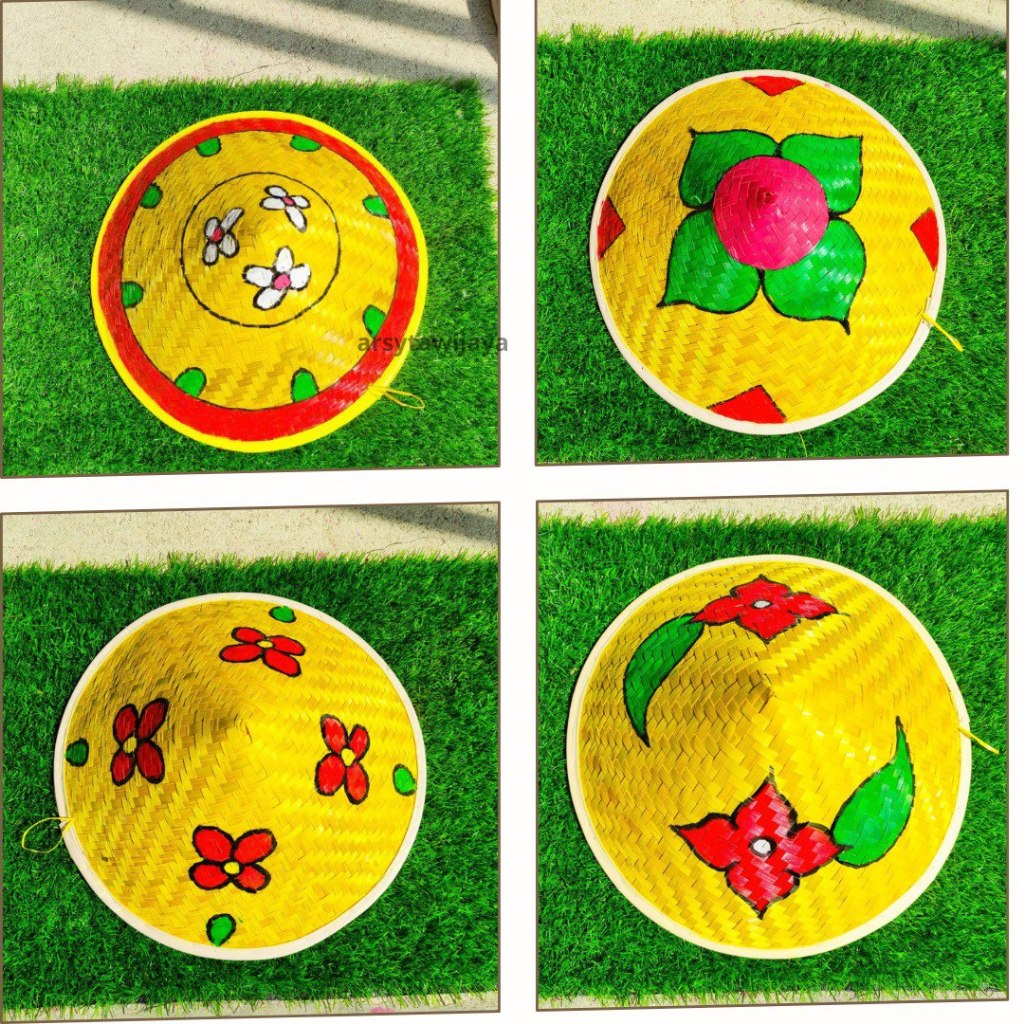 Jual Caping petani bambu / topi caping lukis dekorasi | Shopee Indonesia
