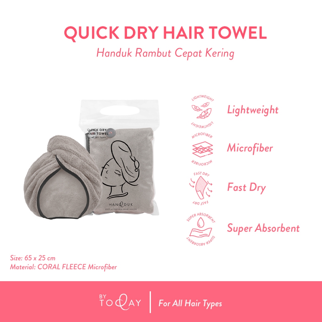 Jual Handduk By Today - Midnight Grey Coral Velvet Microfiber Hair ...