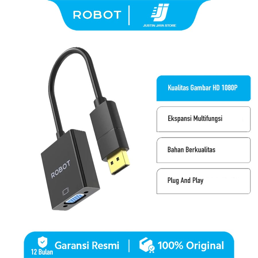 Jual ROBOT RHV40 DP Display Port To VGA Adapter Converter 1080P Full HD ...