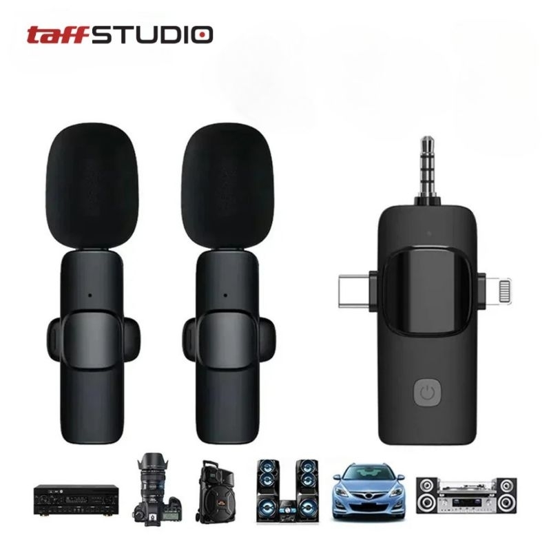 Jual Taffstudio Mic Clip On 2.4G Wireless Noice Reduction for Vlogging Singing Interview ...