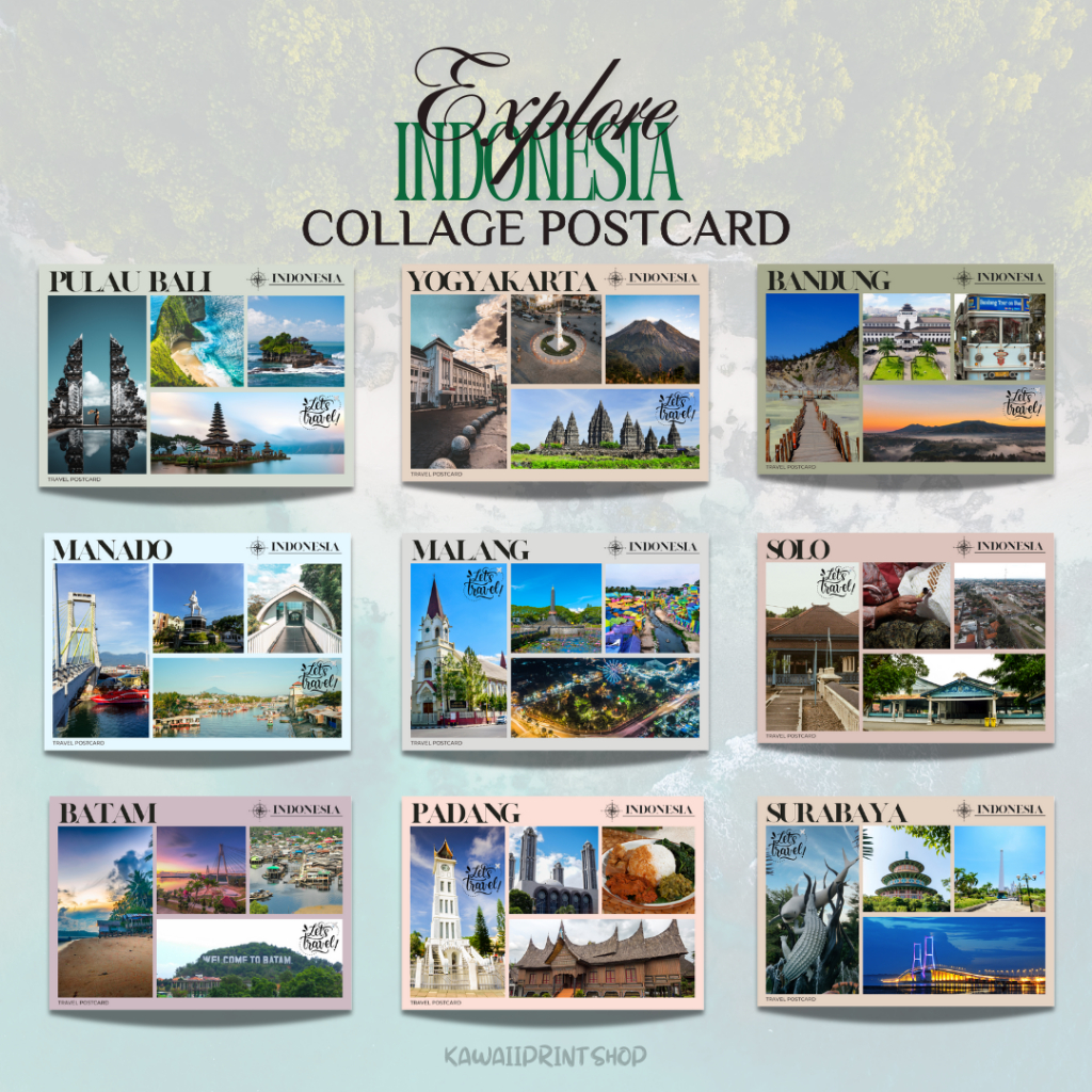 Jual Kartu Pos Travel Indonesia | Indonesian Postcard Travel | Kartupos ...