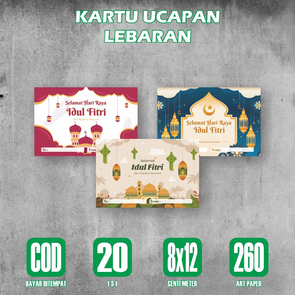 Jual 20pcs Greeting Card Idul FItri Kartu Ucapan Lebaran Gift Card ...