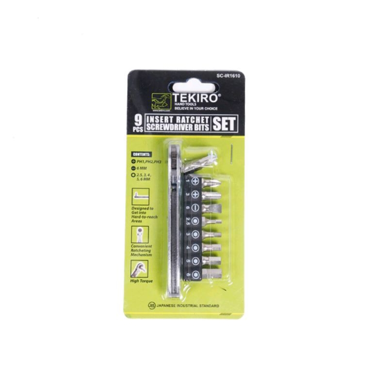 Jual TEKIRO (SC-IR1610) INSERT RATCHET screwdriver 9 PCS bits mata ...