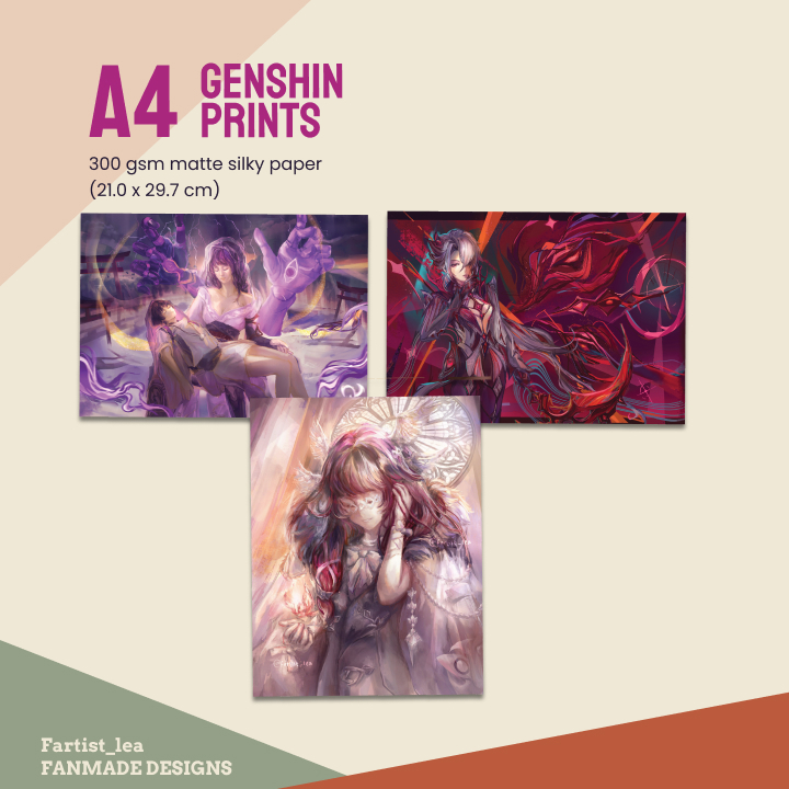 Jual Genshin Impact Art Prints A4 || Columbina, Raiden & Kabukimono ...