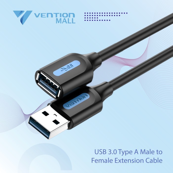 Jual VENTION USB 2.0 A MALE TO A FEMALE EXTENSION CABLE BLACK PVC TYPE ...