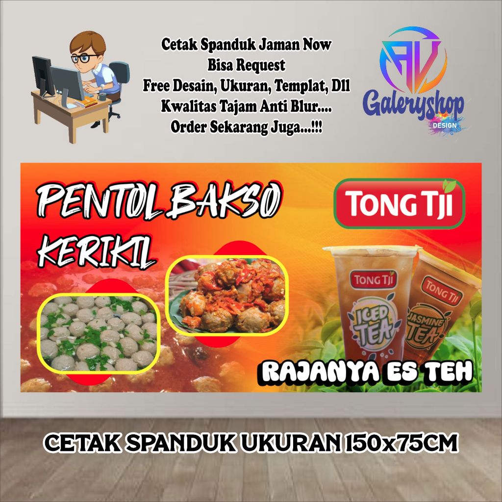 Jual print cetak spanduk jualan pentol dan es teh ,dll ukuran 150x75cm ...