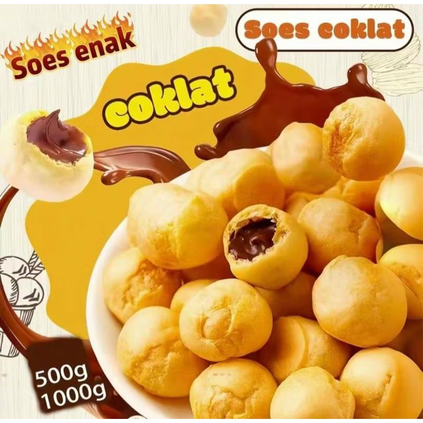 Jual Kue Soes Coklat ukuran 500g/1kg Kue Sus Kering lsi Coklat Soes ...