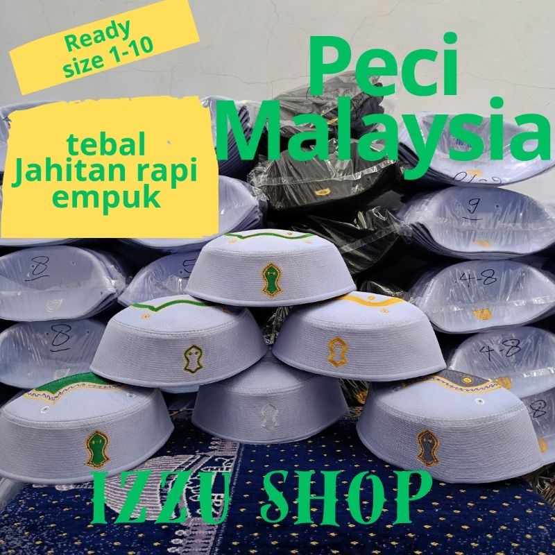 Jual kopyah peci Malaysia songkok haji putih logo terompah original ...