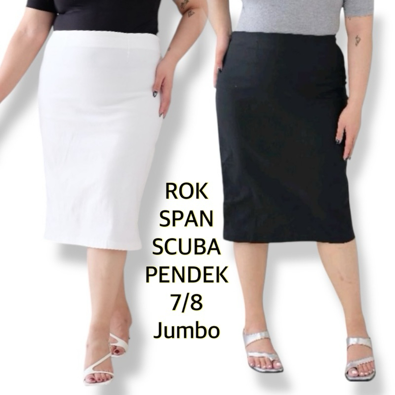 Jual ROK Span Scuba Pendek Jumbo / Rok Span Scuba 7/8 Ukuran Jumbo Bb ...