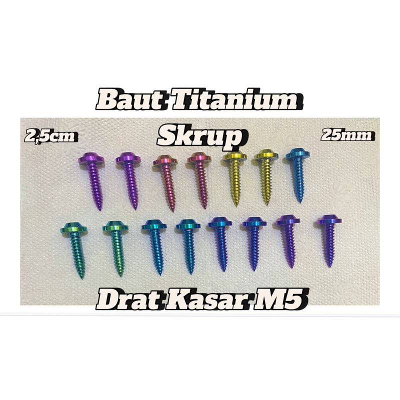 Jual Baut Skrup Titanium M5 X 2,5cm 1.5cm Baut titanium Skrup M4 M5 X ...