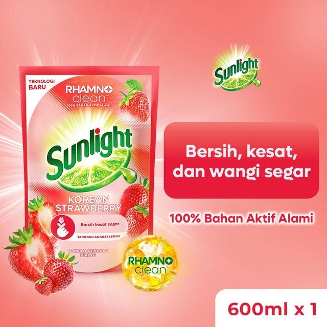 Jual Sunlight Sabun Cuci Piring Korean Strawberry 600ml | Shopee Indonesia