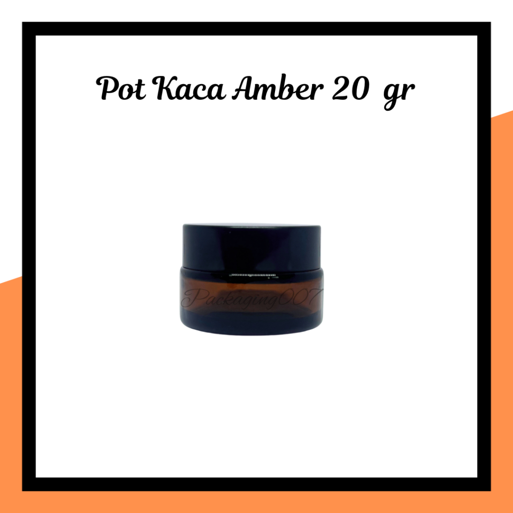 Jual Pot Kaca Amber Coklat 20 gram Tutup Hitam Glossy 20g Ready Stock ...