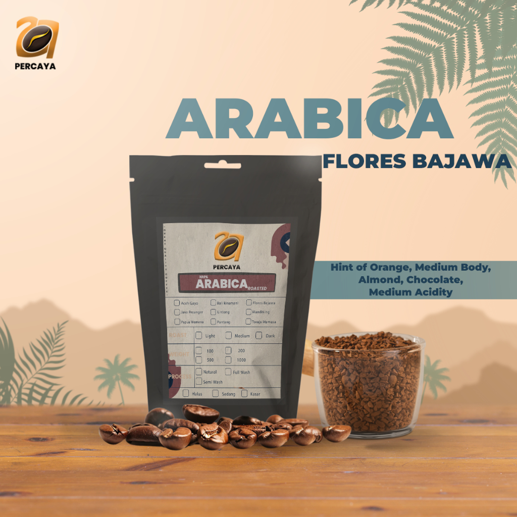 Jual PER-CA-YA Kopi - Roast Bean Arabika Flores Bajawa Medium - 100GR ...