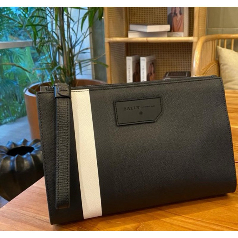 Jual preloved bally coated canvas clutch bag in black original | Shopee ...