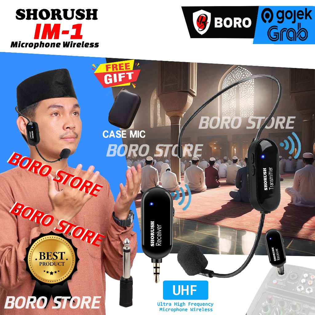 Jual Shorush IM 1 Mikrofon Mic Clip On Wireless Bando UHF 2.4G Presentasi Tur Imam Masjid ...
