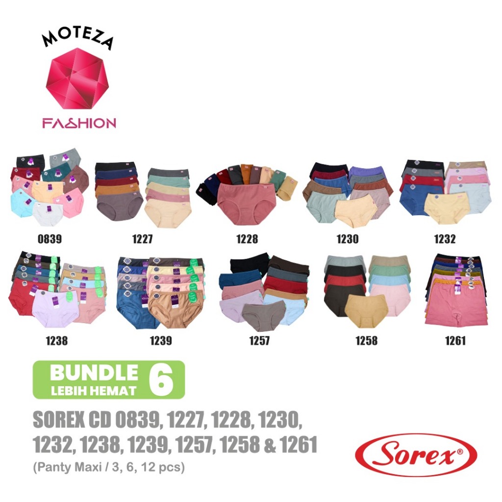 Jual ISI 3 ; 6 pcs - Sorex CD Celana Dalam Wanita - CD 0839 ; CD 1227 ; CD 1228 ; CD 1230 ; CD ...