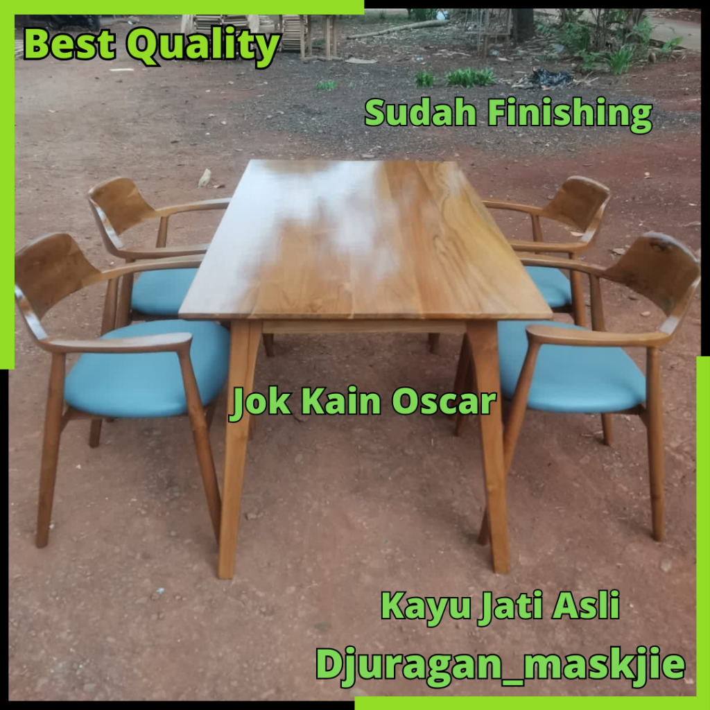 Jual Meja makan minimalis cafe scandinavian retro dinning set modern kursi kayu jati jepara ...