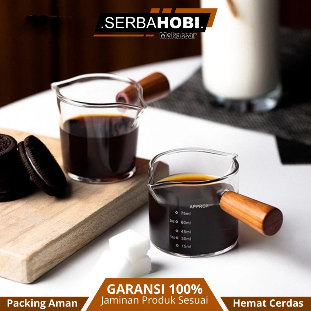 Jual Gelas Kaca Ukur Espresso Dengan Pegangan / Gelas Takar 75ml ...